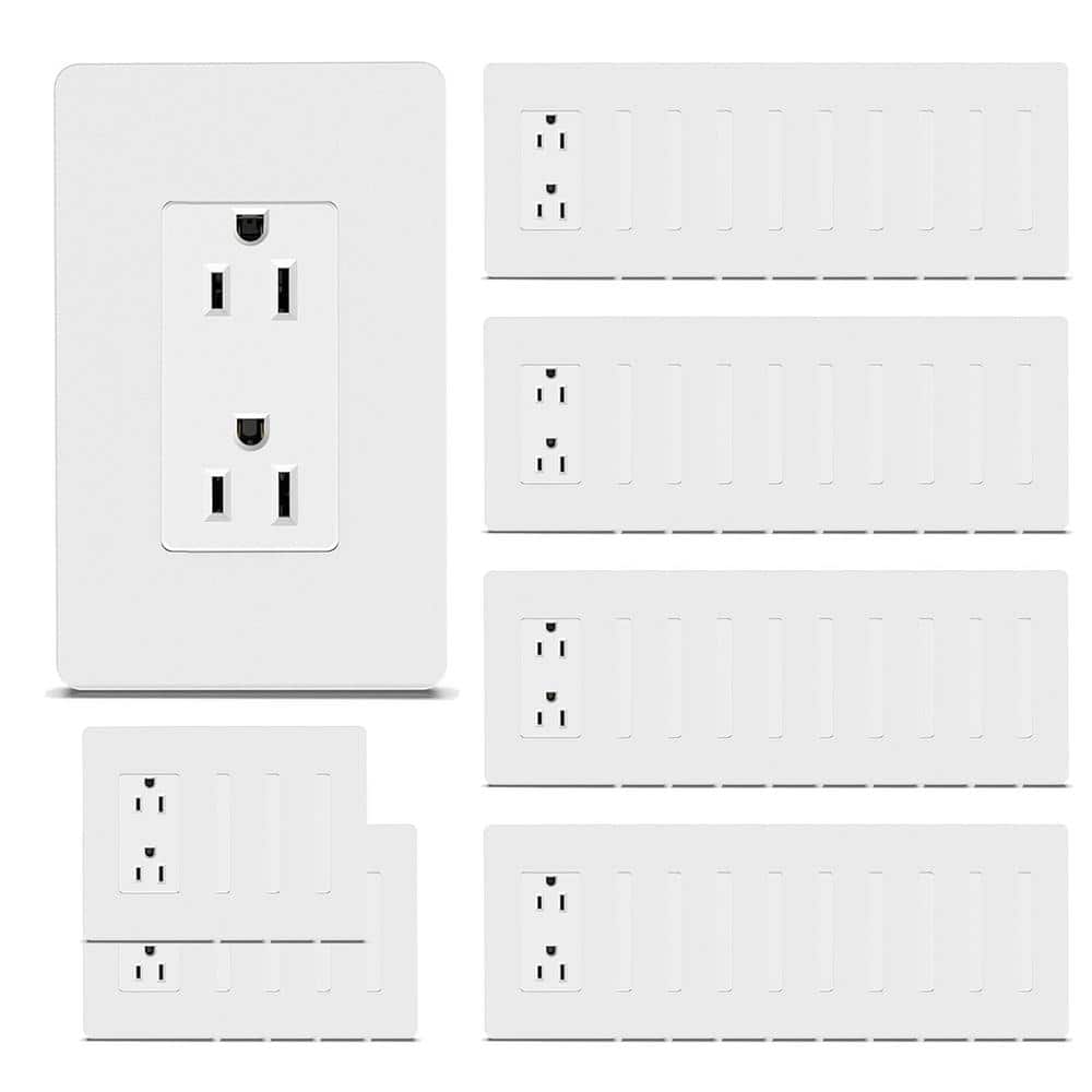 Lukyamzn 15A Decorator Receptacle Outlet with Wall Plate, Non-Tamper ...