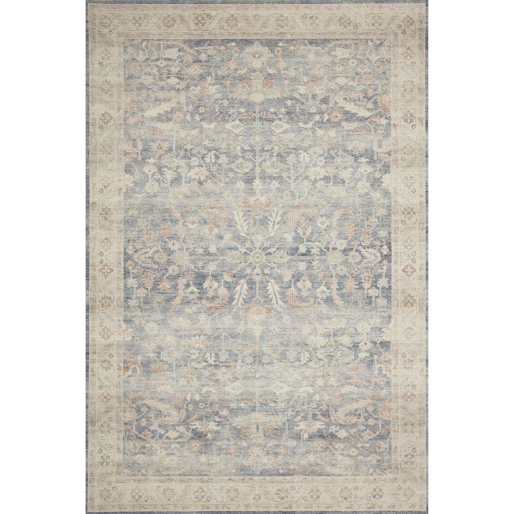 StyleWell Autumn Blue / Beige 5 Ft. x 8 Ft. Shabby Chic Floral Printed ...