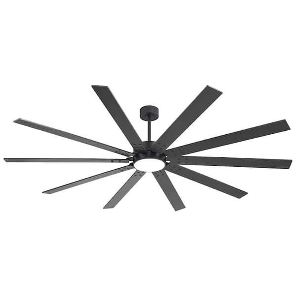 Airsurfer 84 in. Black Indoor Integrated LED Downrod Large Ceiling Fans ...