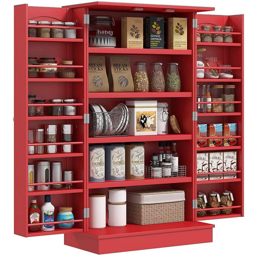 ANTFURN Red Pantry Organizer with Adjustable Shelves;Removable Shelves ...