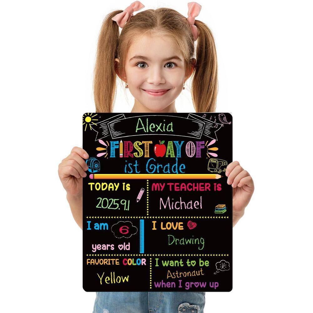 Afoxsos 1-Pack 12 x 10 Double Sided First Last Day of School Chalkboard ...