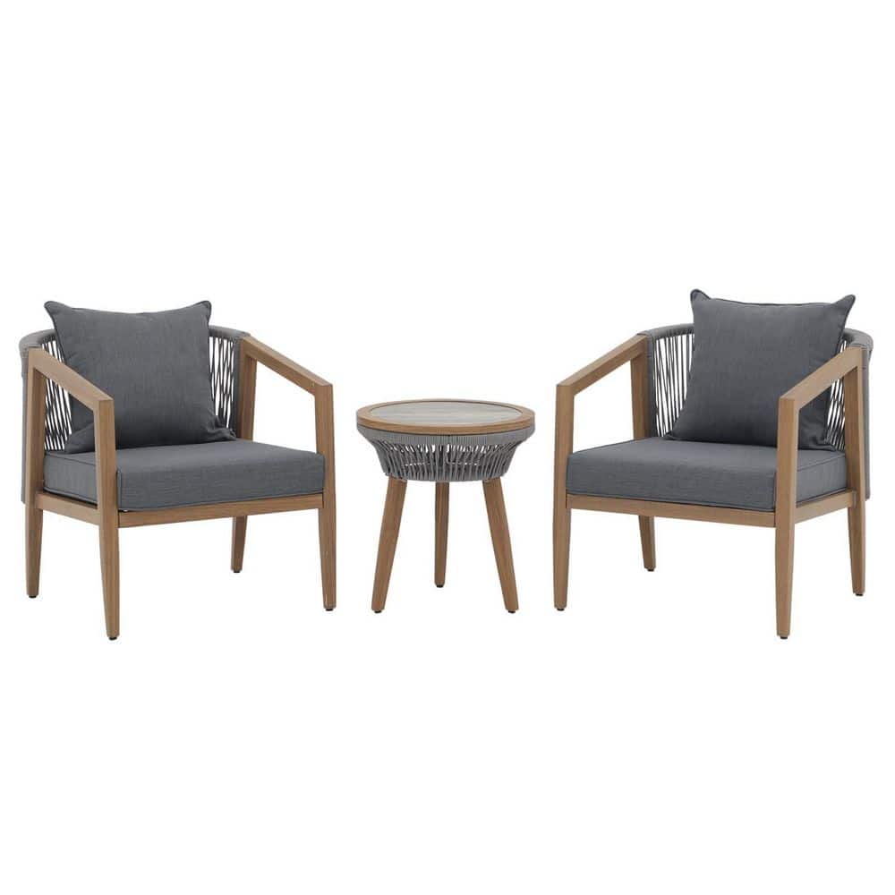 Freestyle 3-Piece Aluminum Outdoor Bistro Set Patio Rope Sofa Sets with ...