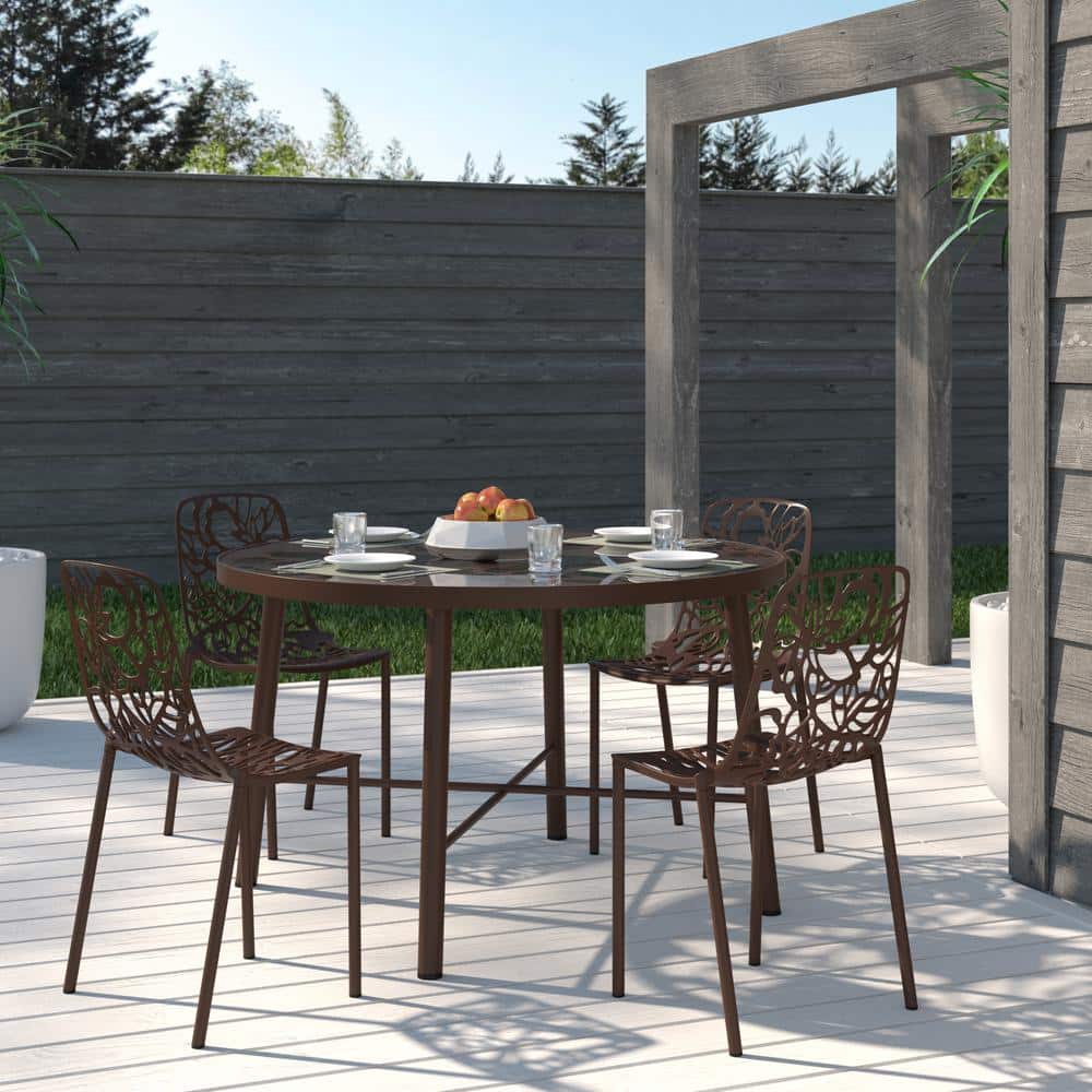 Leisuremod Devon Outdoor Dining Chair in Aluminum Modern Stackable ...
