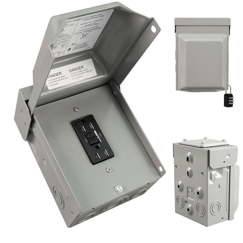 HIITIO 15 Amp Outdoor WRTR GFCI Outlet Box 125-Volt ETL Listed ...
