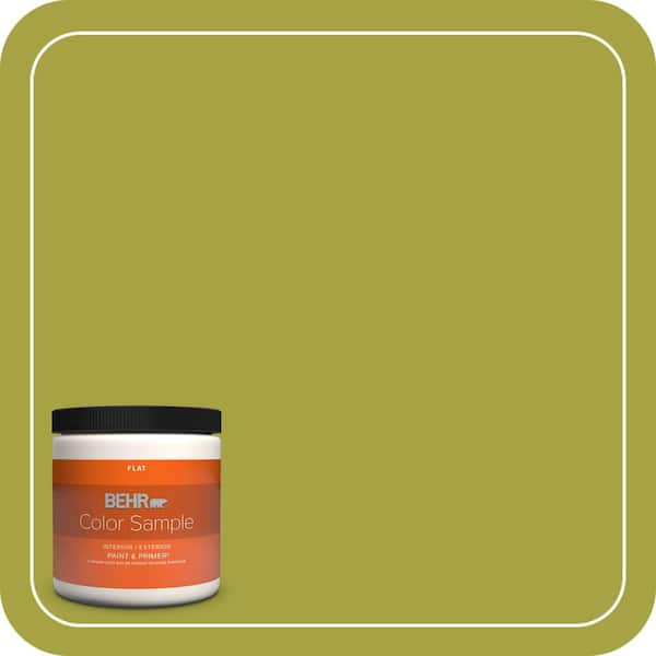 BEHR PREMIUM PLUS 8 oz. #400B-7 Lemon Grass Flat Interior/Exterior ...