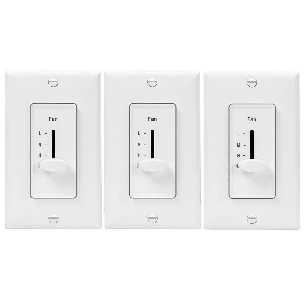 ENERLITES 2.5 Amp 3-Speed In Wall Ceiling Fan Control in with Slide ...