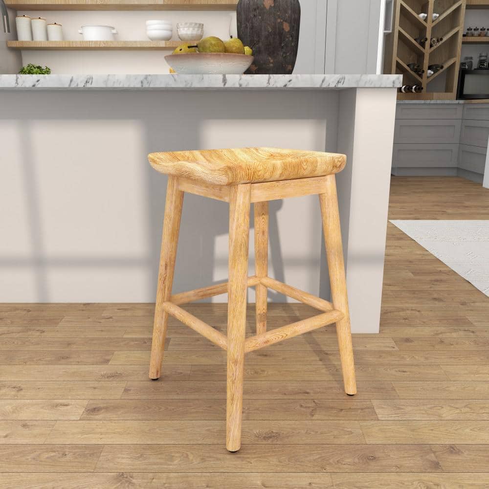 Litton Lane 24 in. Brown Mango Wood Contemporary Counter Stool 80611 ...