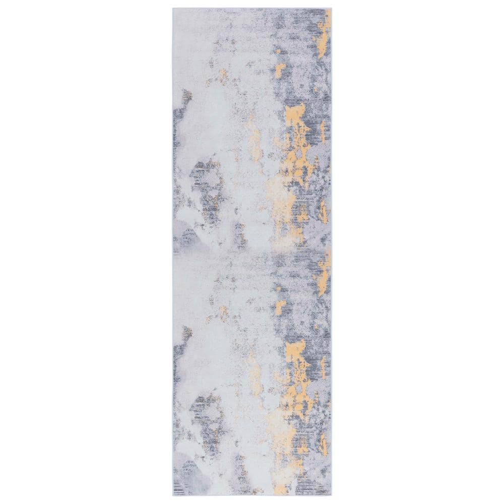 SAFAVIEH Tacoma Gray/Gold 3 ft. x 10 ft. Machine Washable Distressed ...