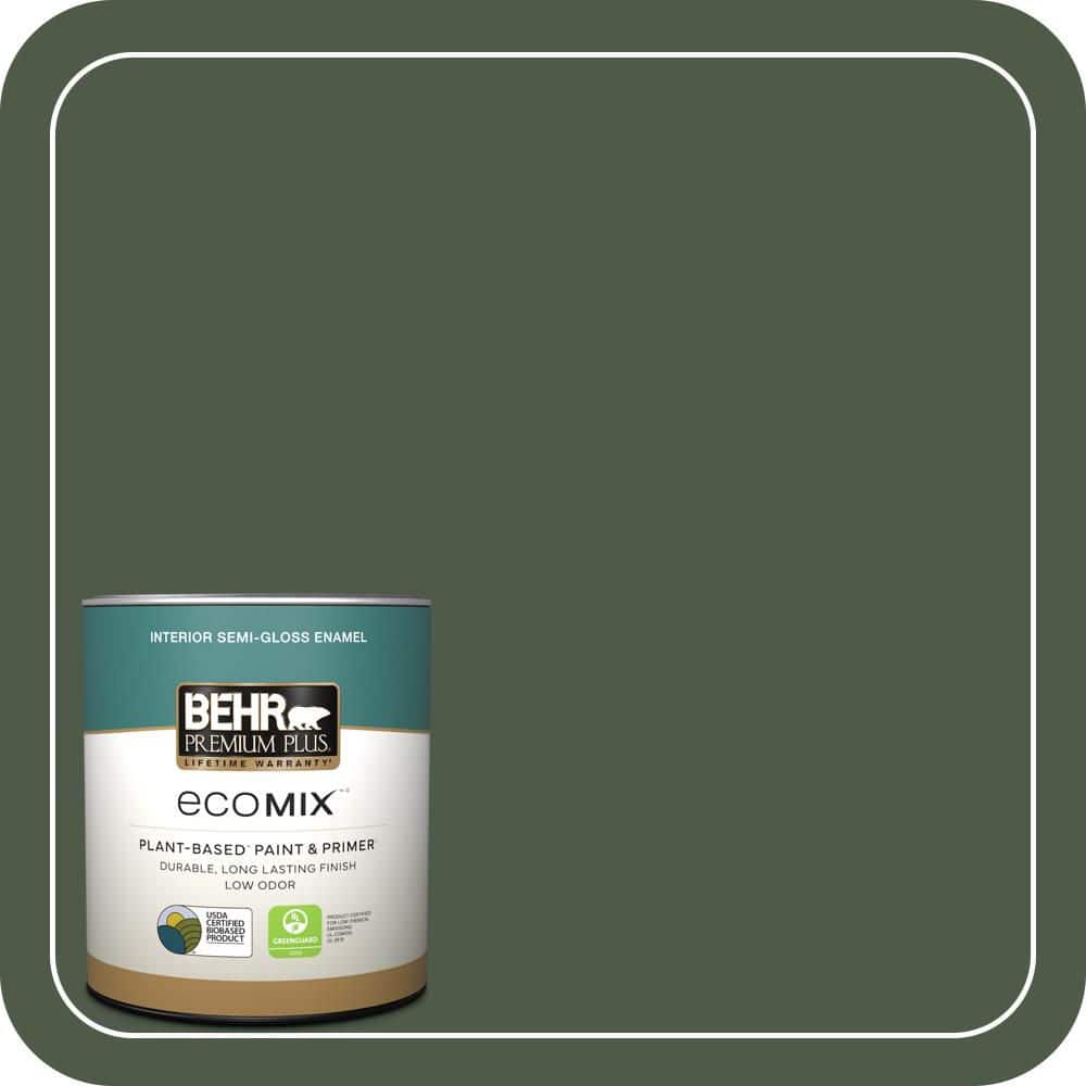 BEHR PREMIUM PLUS 1 qt. #440F-7 Fresh Pine Semi-Gloss Enamel EcoMix ...