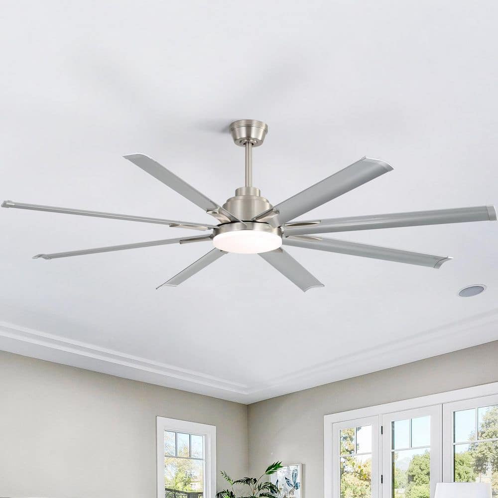 CACI Mall 72 in. Smart Indoor/Outdoor Integrated LED Nickel Ceiling Fan ...