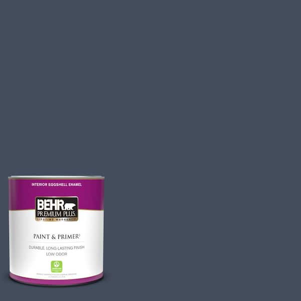 BEHR PREMIUM PLUS 1 qt. #S520-7 Night Flight Eggshell Enamel Low Odor ...
