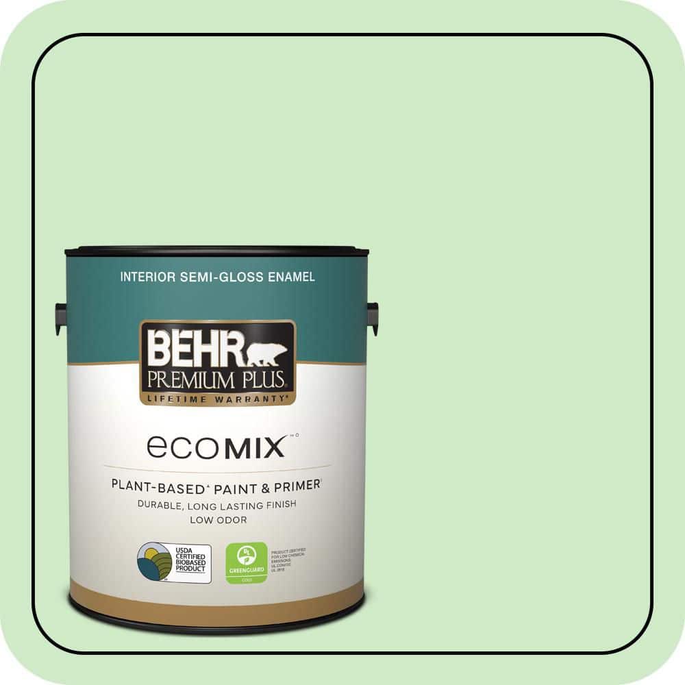 BEHR PREMIUM PLUS 1 gal. #440A-3 Mint Frappe Semi-Gloss Enamel EcoMix ...
