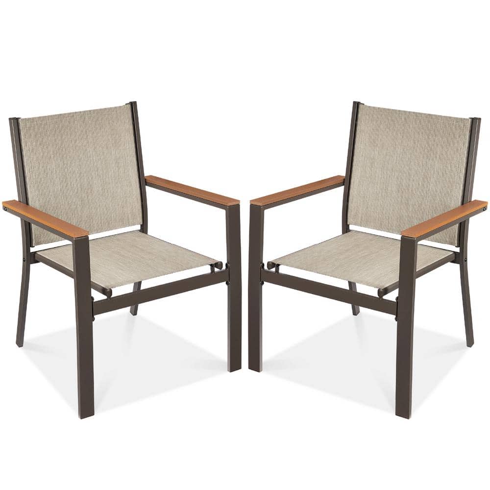 Best Choice Products Set of 2 Brown Textilene Chairs with Brown ...