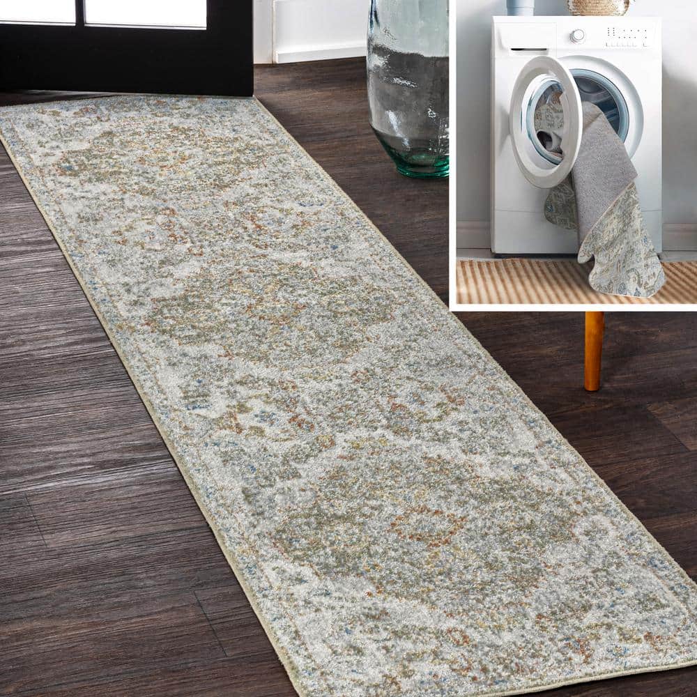 JONATHAN Y Cream/Brown/Green 2 ft. x 8 ft. Shaemus Bohemian Medallion ...