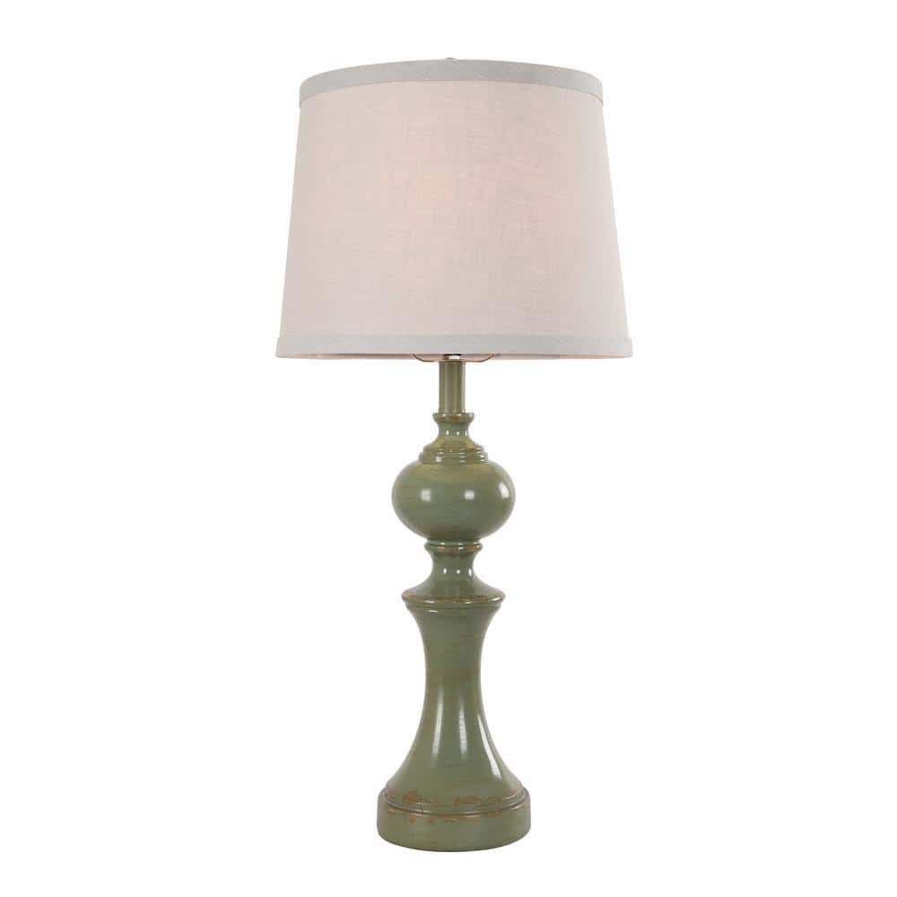 Pia Ricco 19.5 in. 1-Light Distressed Dark Green Table Lamp Set with ...