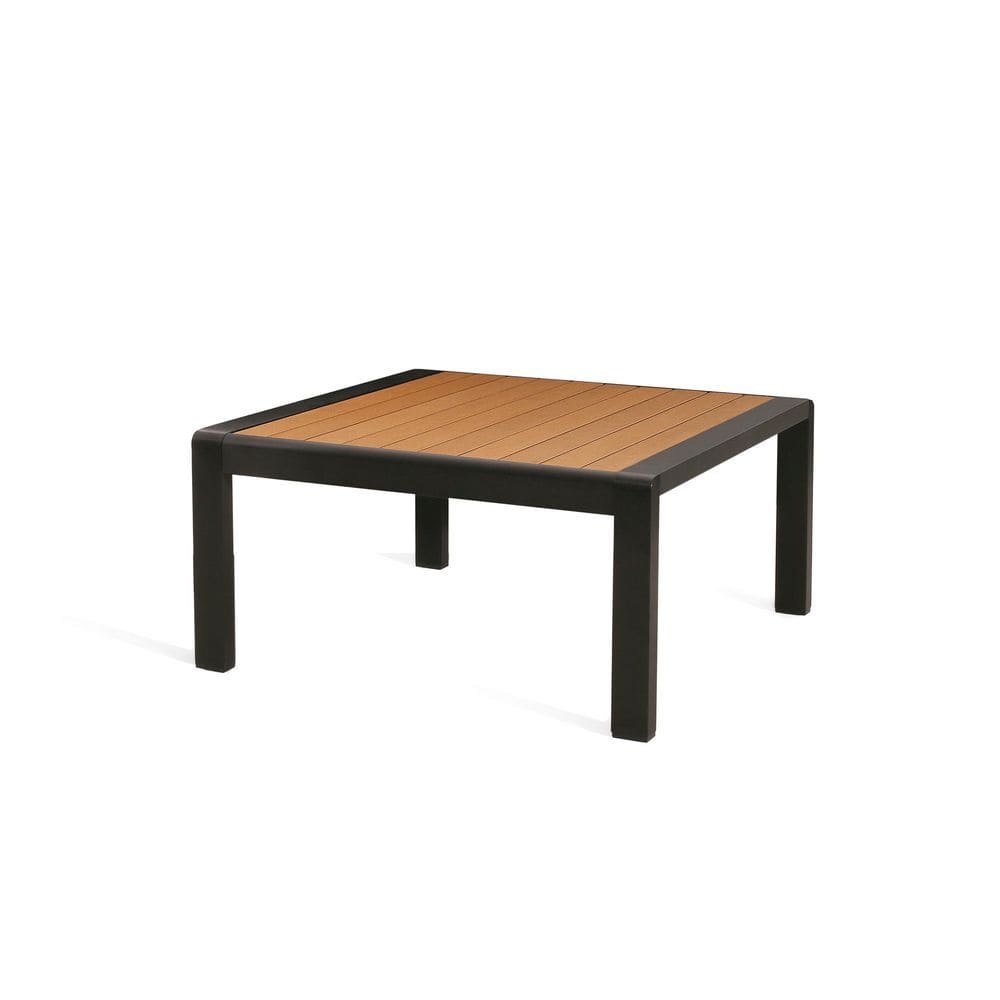 Aluminum Black Coffee Table with Weatherproof Wood-Plastic Composite ...
