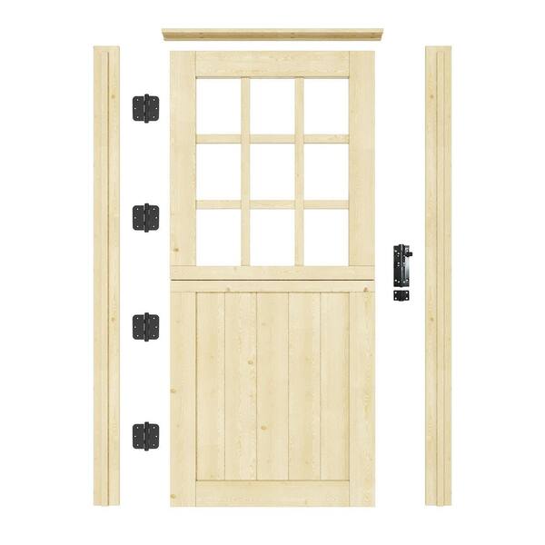 ARK DESIGN 36 in. x 80 in. Solid Pine Universal 9-Lite Clear Glass ...