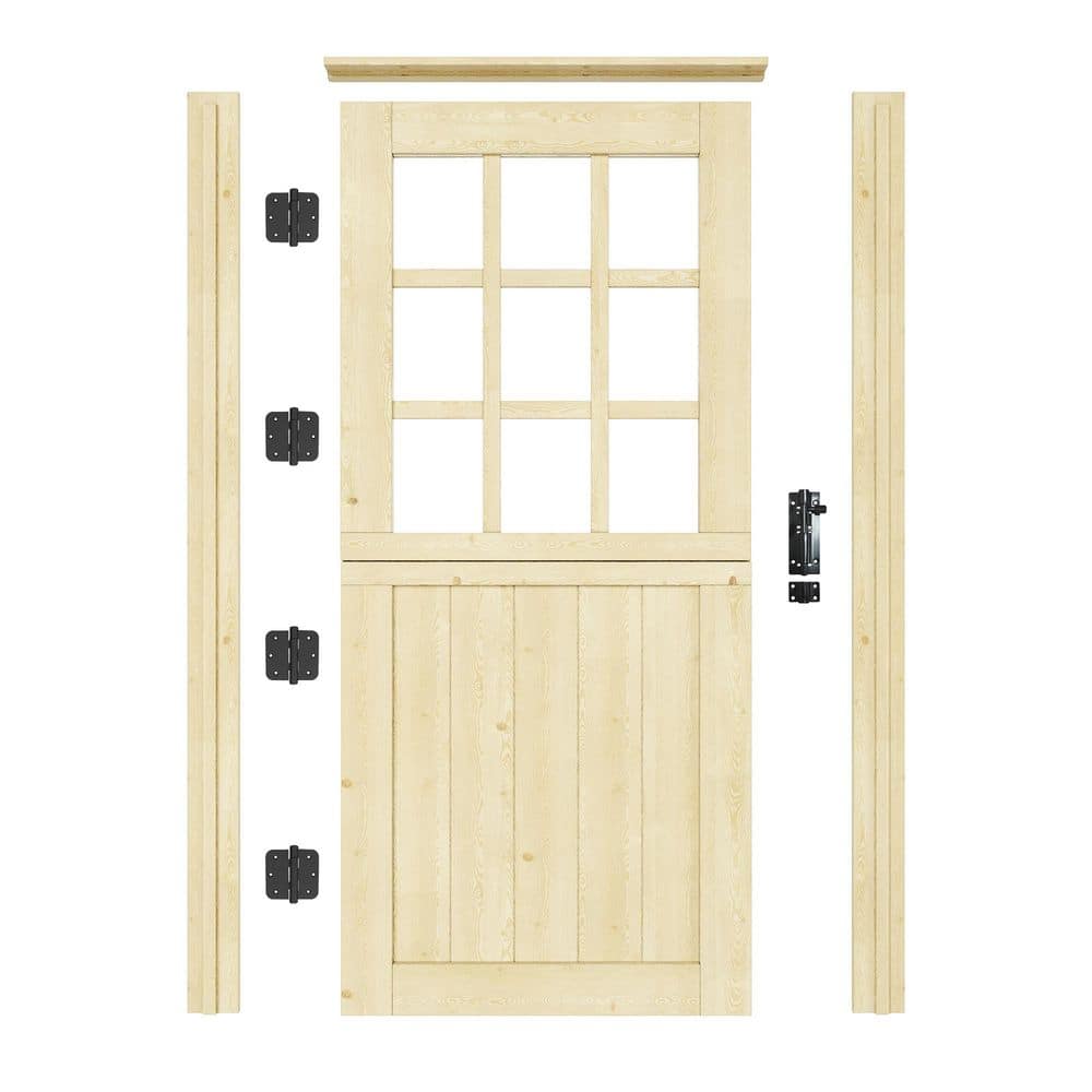 ARK DESIGN 36 in. x 80 in. Solid Pine Universal 9-Lite Clear Glass ...