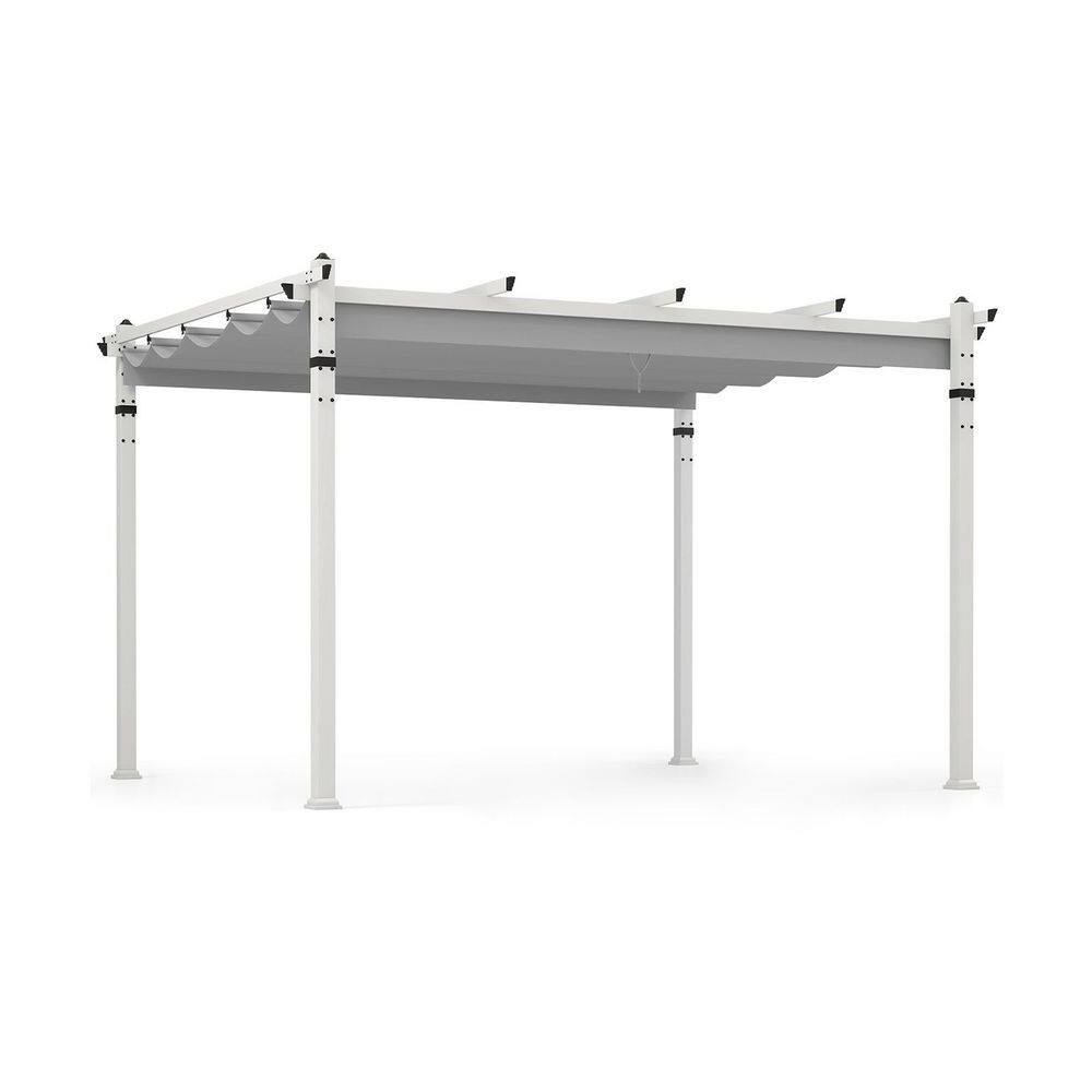 LIVIZA 12 ft. x 10 ft. Aluminum Flat Top Patio Gazebos with Canopy in ...