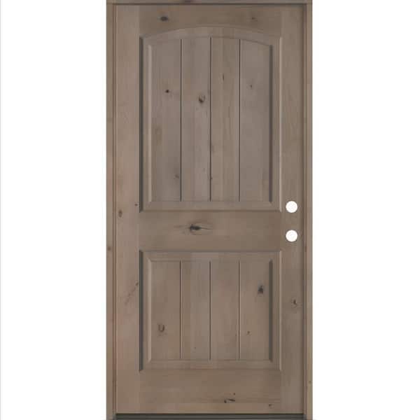 Krosswood Doors 36 in. x 80 in Rustic Knotty Alder Top Arch V-Groove ...