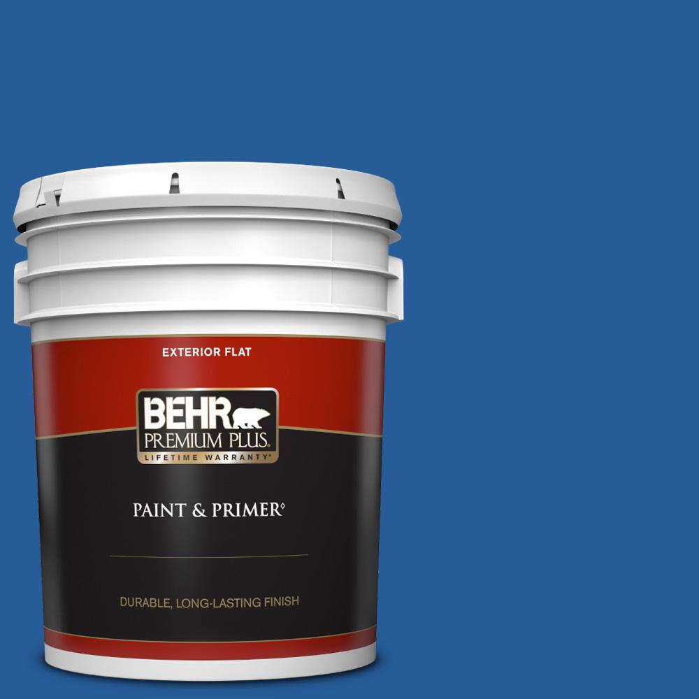 BEHR PREMIUM PLUS 5 gal. #P510-7 Beacon Blue Flat Exterior Paint ...