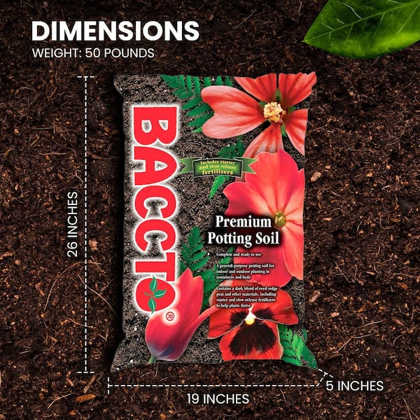 BACCTO 50 lbs. General All Purpose Premium Potting Soil with Perlite ...