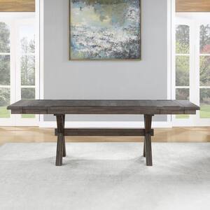 Steve Silver Aubrey Black Wood 78 in. Dining Table with Trestle Base ...