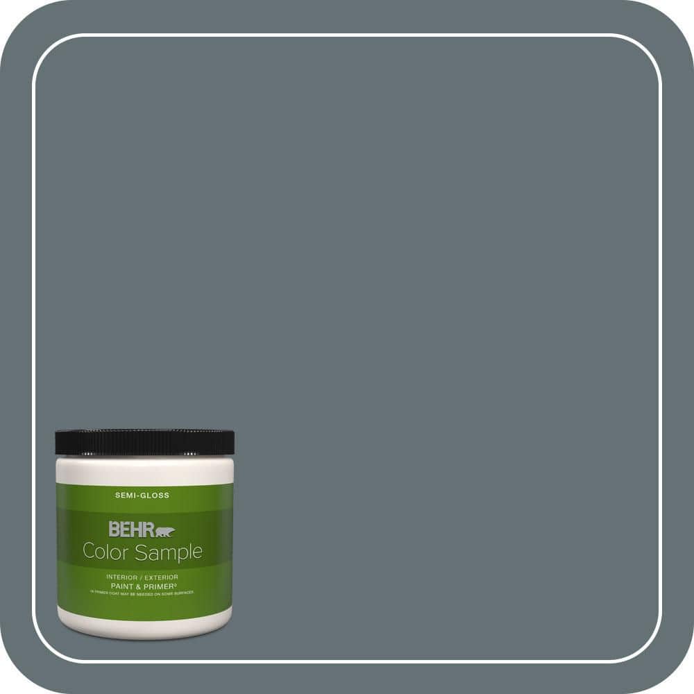 BEHR PREMIUM PLUS 8 oz. #740F-5 Myth Semi-Gloss Interior/Exterior Paint ...