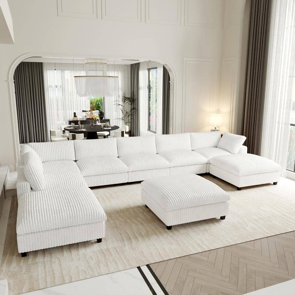 Magic Home 197 in. Square Arm Velvet 9-Piece Free Combination Sofa Bed ...