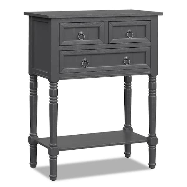 Costway Console Entryway Table w 3 Drawers Open Shelf for Hallway See Details Dark Grey