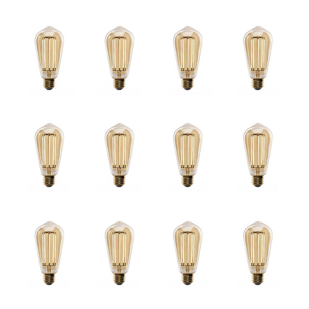 Feit Electric 100-Watt Equivalent ST19 Dimmable Straight Filament Amber ...