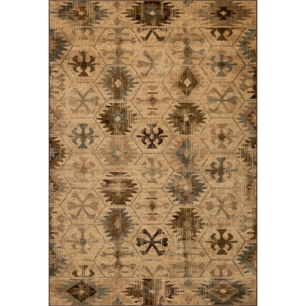 MILLERTON HOME Helena Natural 8 ft. x 10 ft. Medallion Rustic Area Rug ...