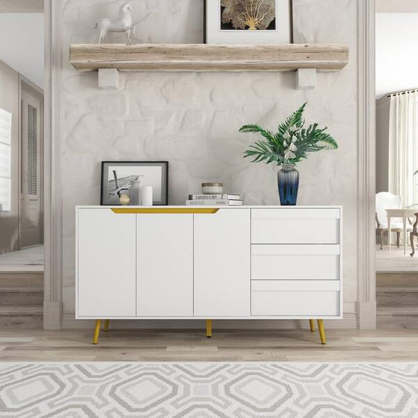 Famapy White Storage Cabinet with 2 Drawers and Anti Dumping Device White
