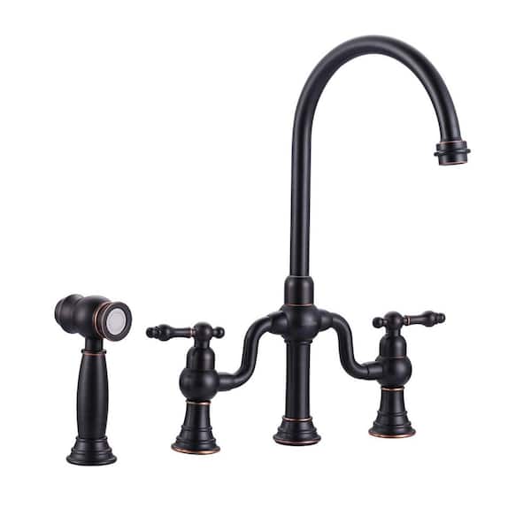ARCORA Oil Rubbed Bronze Double Handle High-Arc Widespread Deck Mounted ...