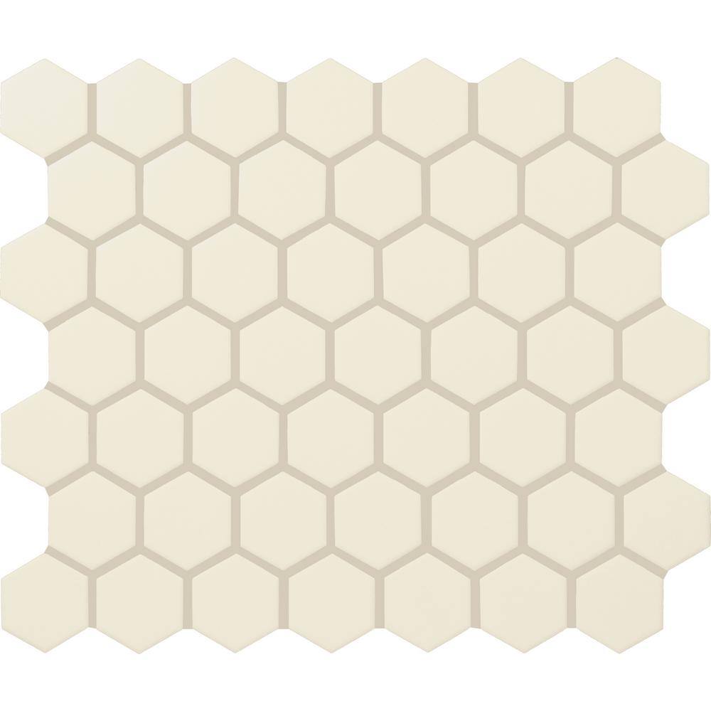 Daltile Restore Ivory 12 in. x 10 in. Matte Ceramic Hexagon Mosaic Tile ...