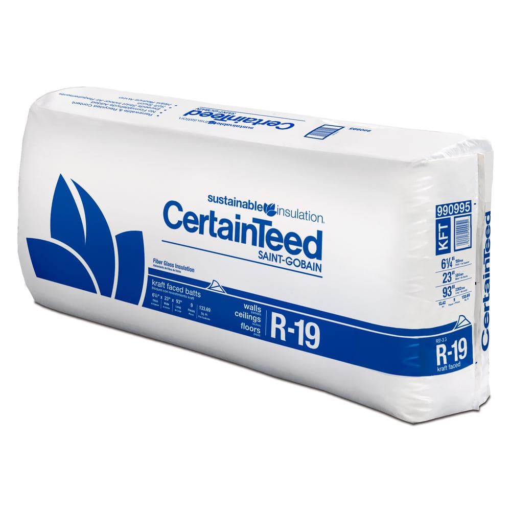 CertainTeed R19 Kraft Faced Fiberglass Insulation Batt 23 in. x 93 in ...