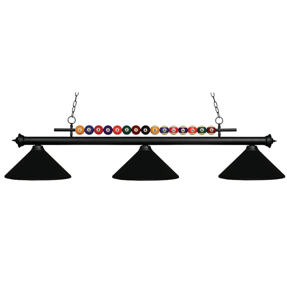 Shark 3-Light Matte Black with Metal Matte Black Shade Billiard Light ...
