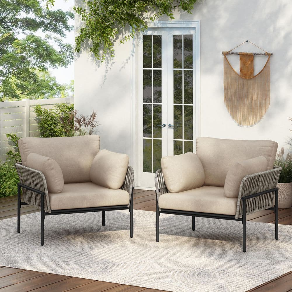 CHRISTOPHER KNIGHT HOME Belvedere Outdoor Rope Weave and Metal Frame ...