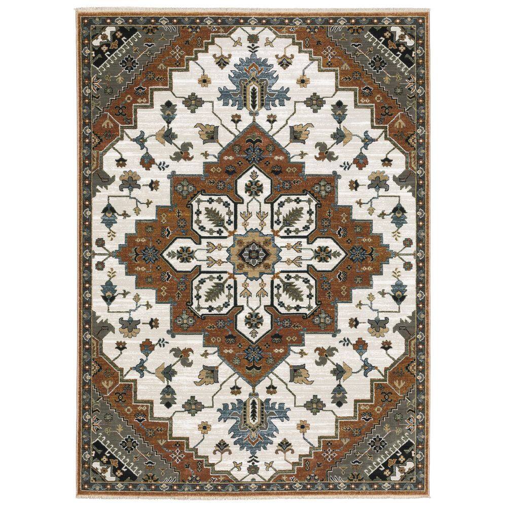 AVERLEY HOME Key Rust/Ivory 8 ft. x 11 ft. Oriental Medallion Polyester ...