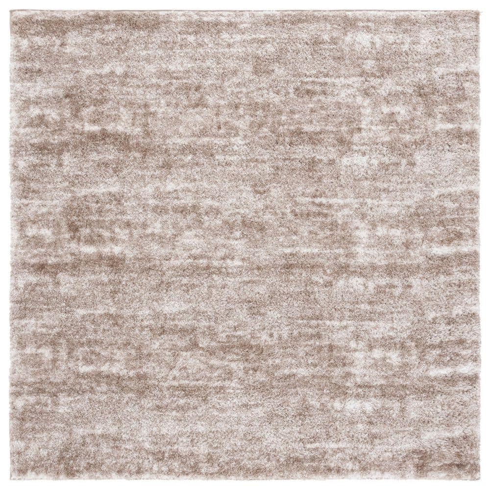 SAFAVIEH Penelope Shag Taupe/Ivory 7 ft. x 7 ft. Abstract Distressed ...