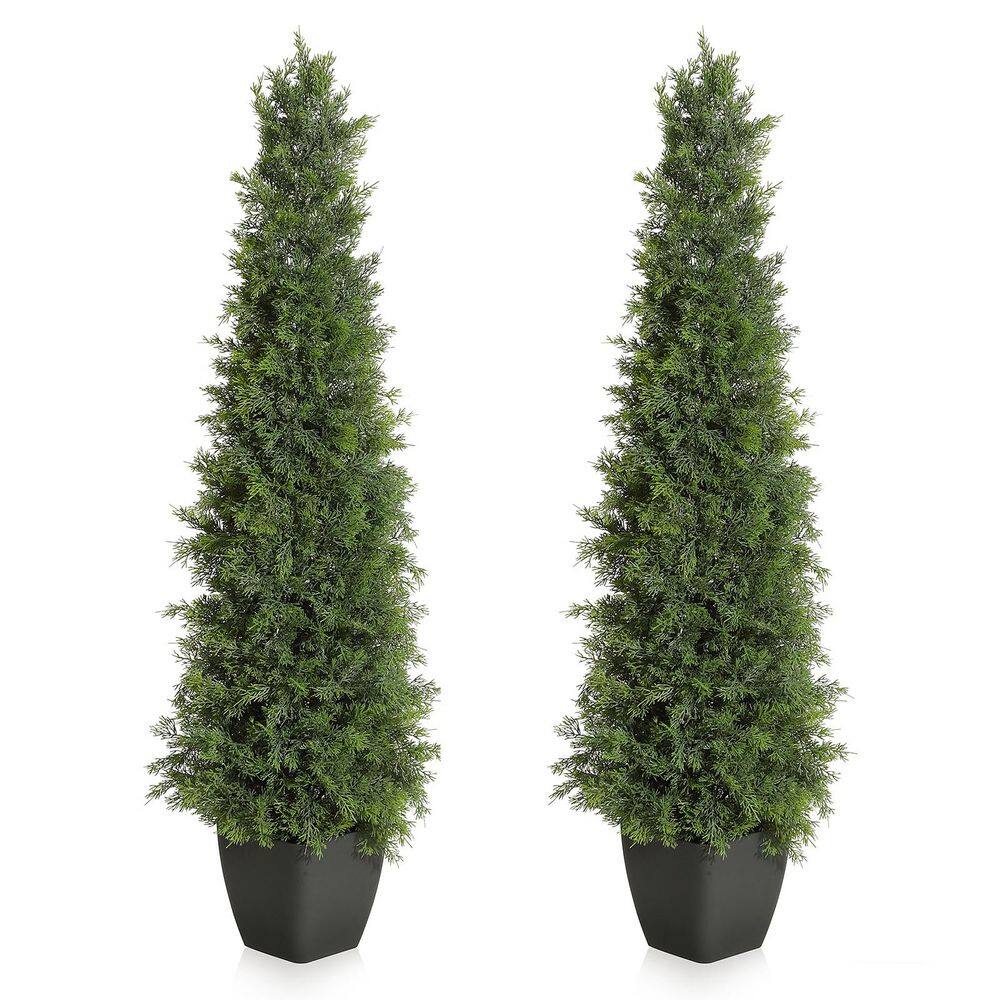 4ft Fake Tree 4FT Artificial Cedar Topiary Trees For Outdoors Potted ...