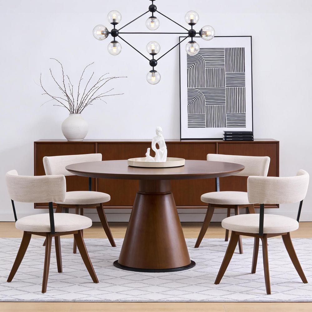 CHRISTOPHER KNIGHT HOME Vernon Walnut Plus Beige Fabric Upholstered ...