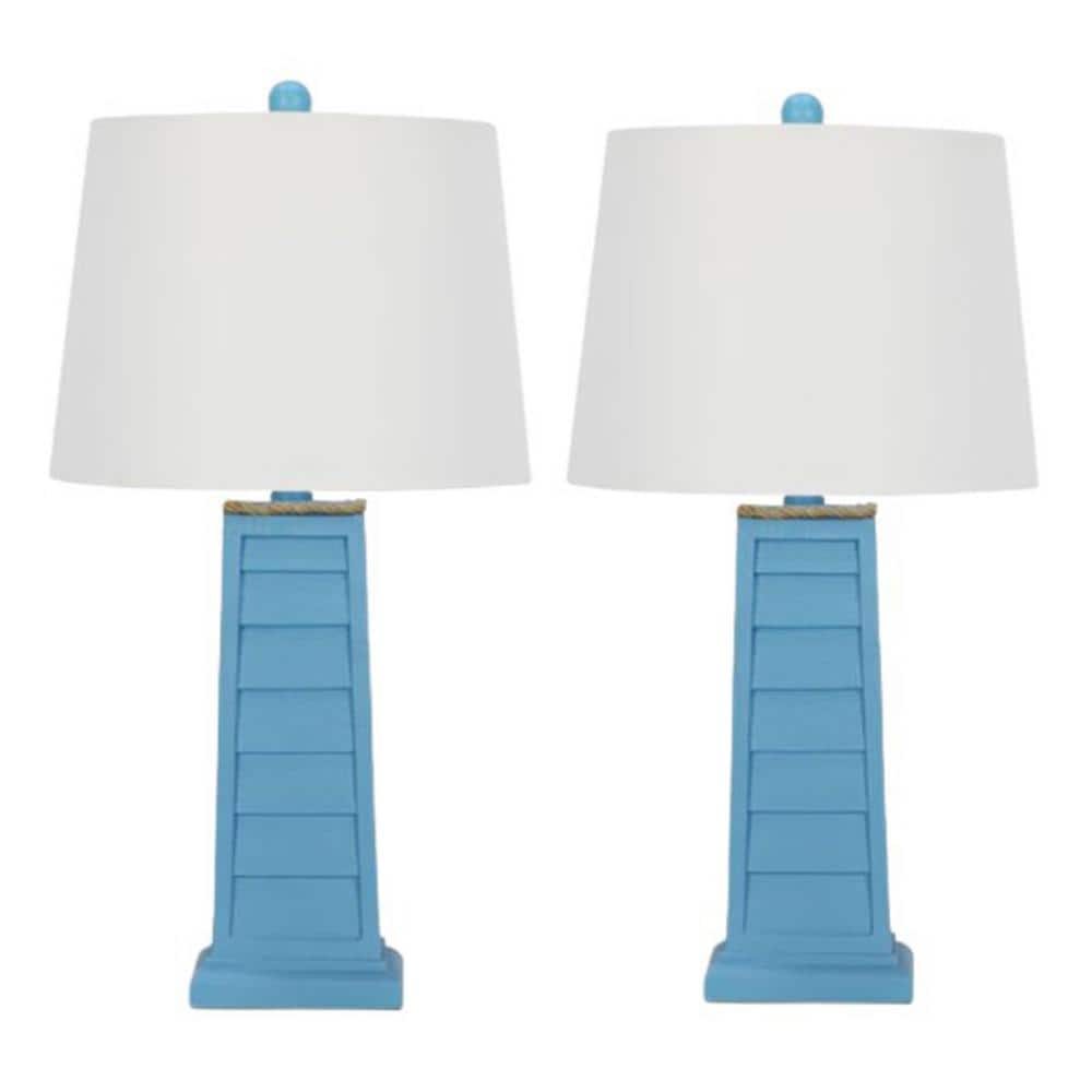 Fangio Lighting Pair of 25 in. Light Blue Shutter Table Lamp with a ...