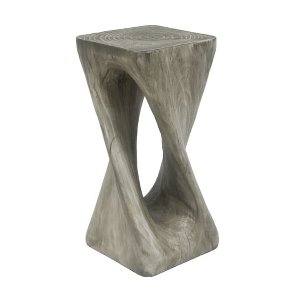 Lycvki 26.80 in. Gray Twist Side Table for Patio YS-510 - The Home Depot