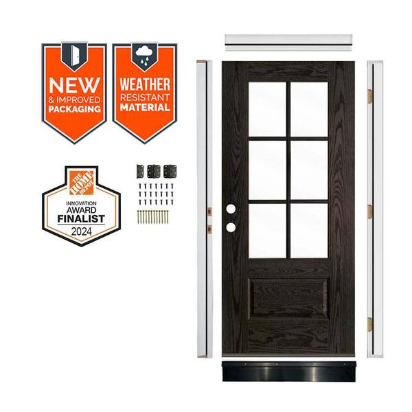 Krosswood Doors 36in.x79in Farmhouse 6-Lite Clear Glass RH BabyGrand ...
