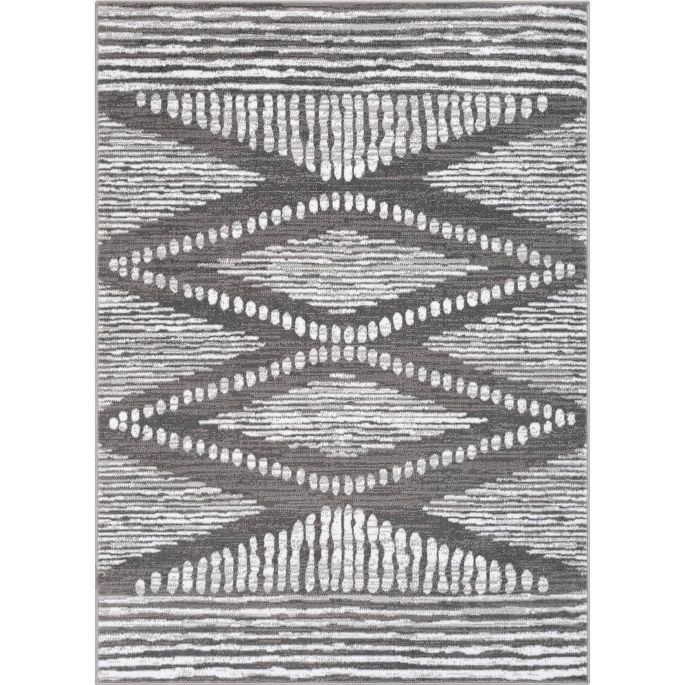 Well Woven Dulcet Aosta Grey 7 ft. 10 in. x 9 ft. 10 in. Tribal Diamond ...