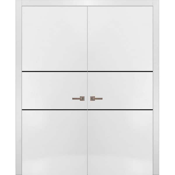 ARK DESIGN 72 in. x 80 in. Universal 1-Lite Clear Glass White MDF ...