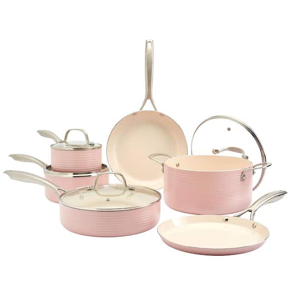 Denmark Monaco 10-Piece Blush Aluminum Non-Stick Cookware Set TTU-V3351 ...