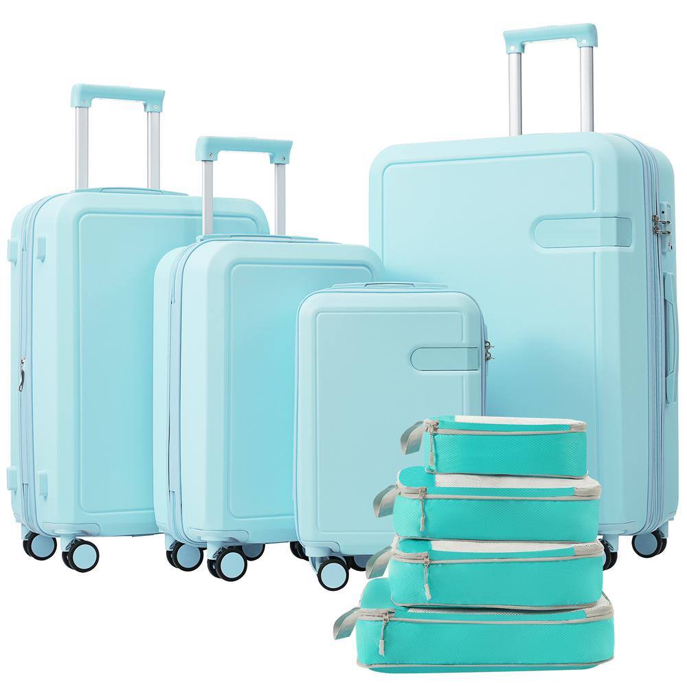 Merax 4-Piece Light Blue Expandable ABS Hardshell Spinner 16 in. 20 in ...