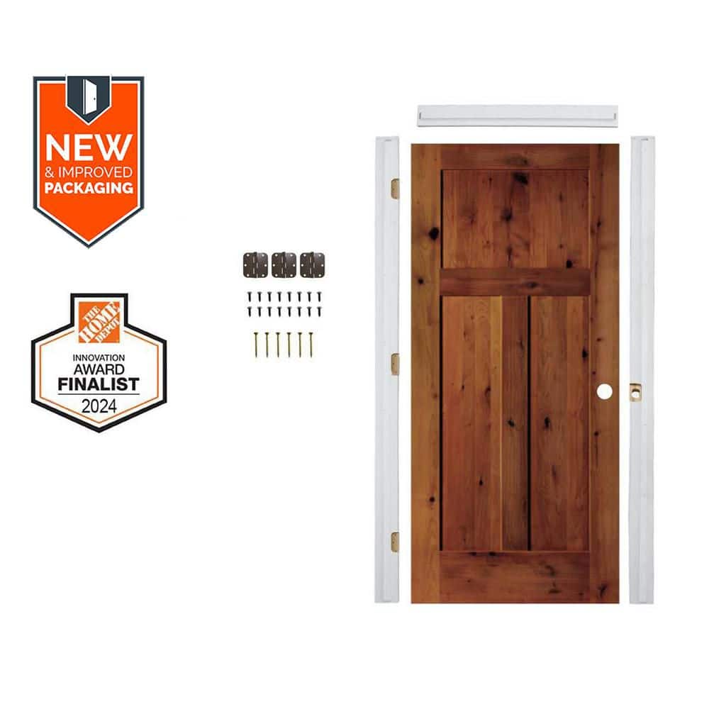 Krosswood Doors 32in.x80in. Left-Hand Knotty Alder Red Chestnut Stain ...